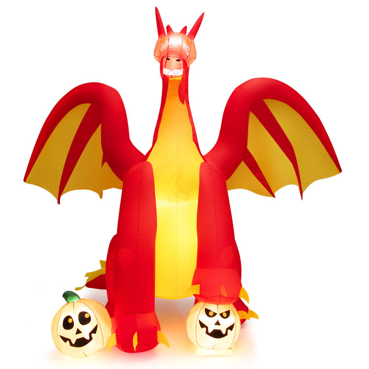 10 Feet Outdoor Halloween Decor Giant Inflatable Animated Fire Dragon ...
