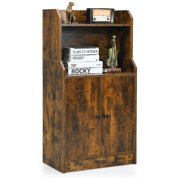 Storage Cabinet Bookcase with Doors and Display Shelf – Forclover