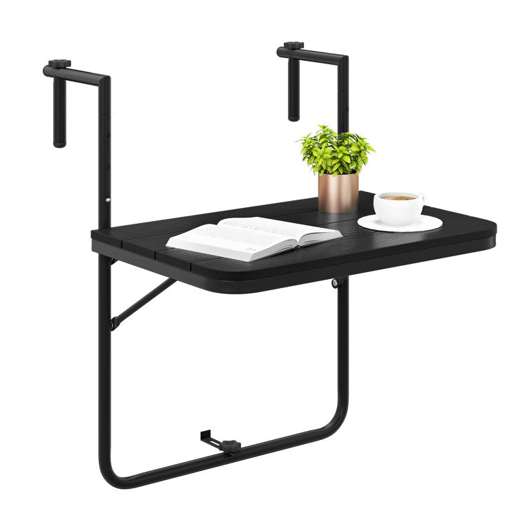 Folding Hanging Table with 3-Level Adjustable Height for Patio Balcony ...
