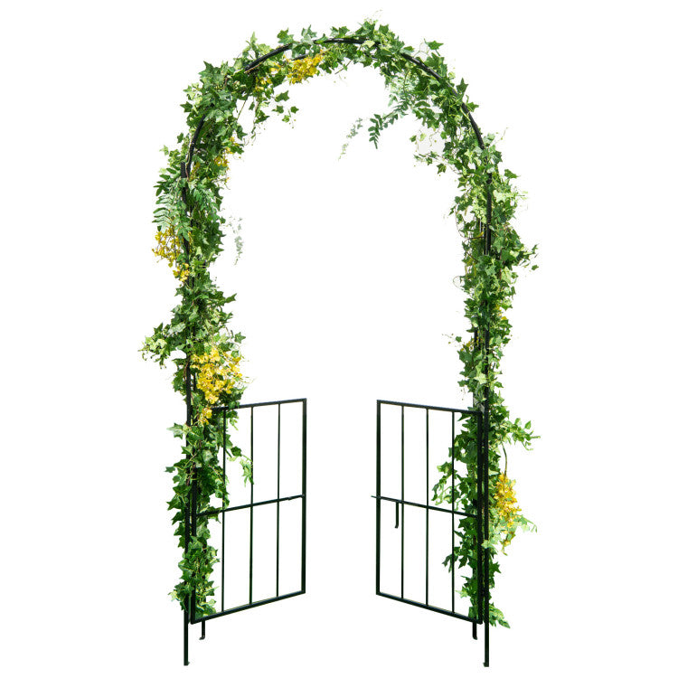 Garden Arch Arbor Trellis with Gate Patio Plant Stand Archway – Forclover