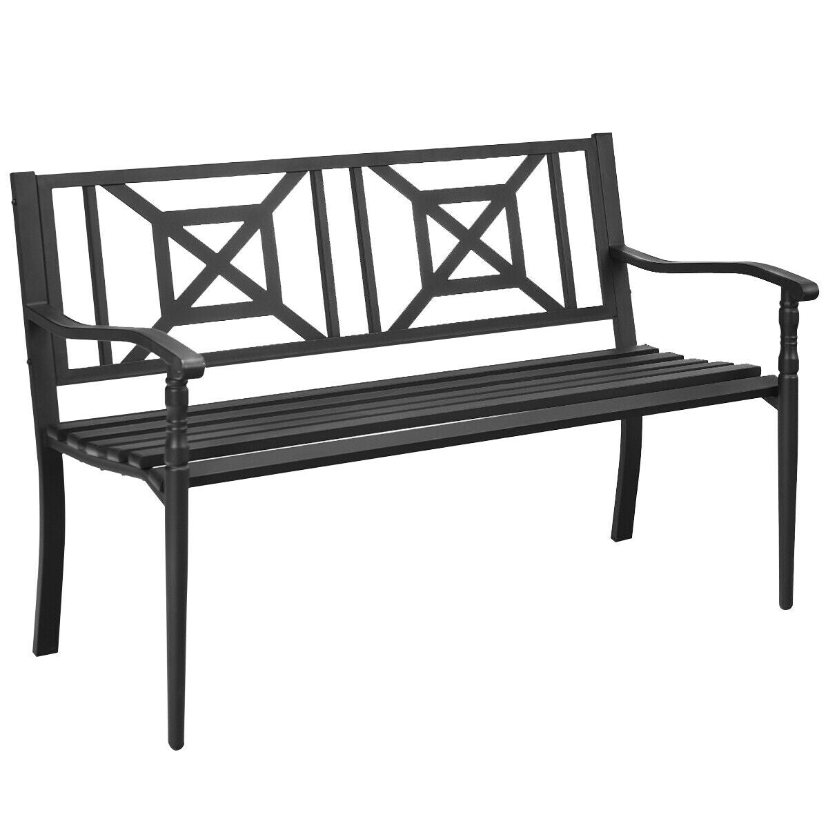 Patio Garden Bench with Powder Coated Steel Frame – Forclover