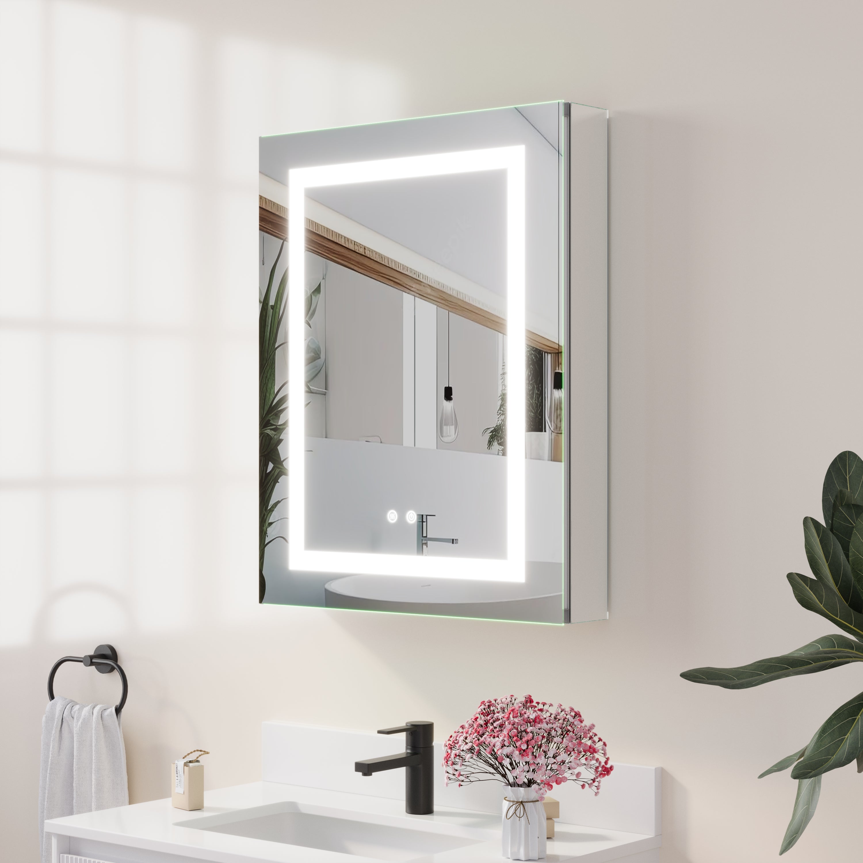 24 x 30 in. LED Lighted Mirror Medicine Cabinet | Medicine Cabinets ...