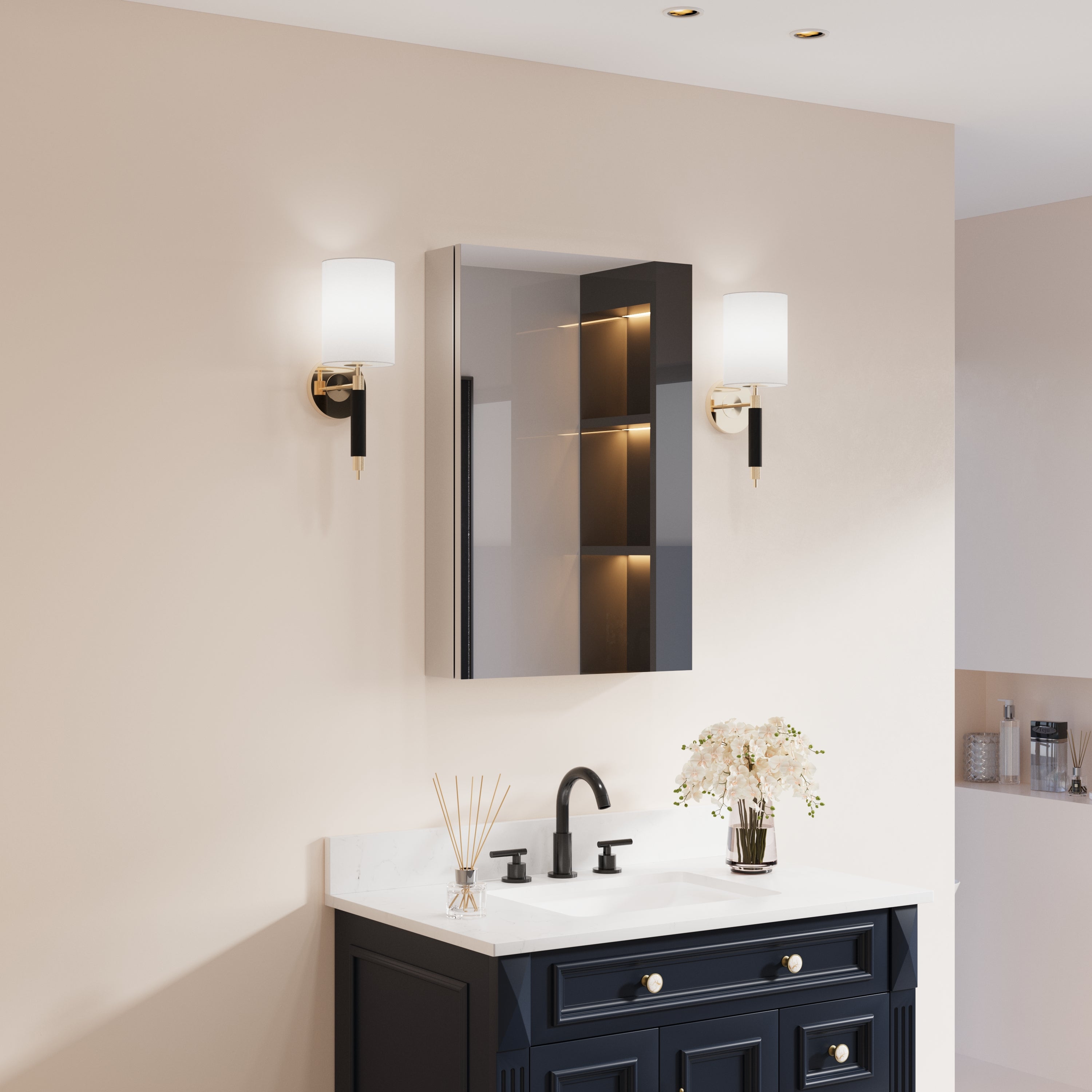 20 in.x 30 in. Copper-Free Tri-Views Mirror Cabinet with Adjustable Sh ...