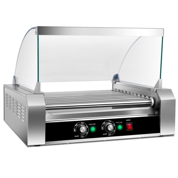 Stainless Steel Commercial 11 Roller Grill and 30 Hot Dog Cooker Machi ...