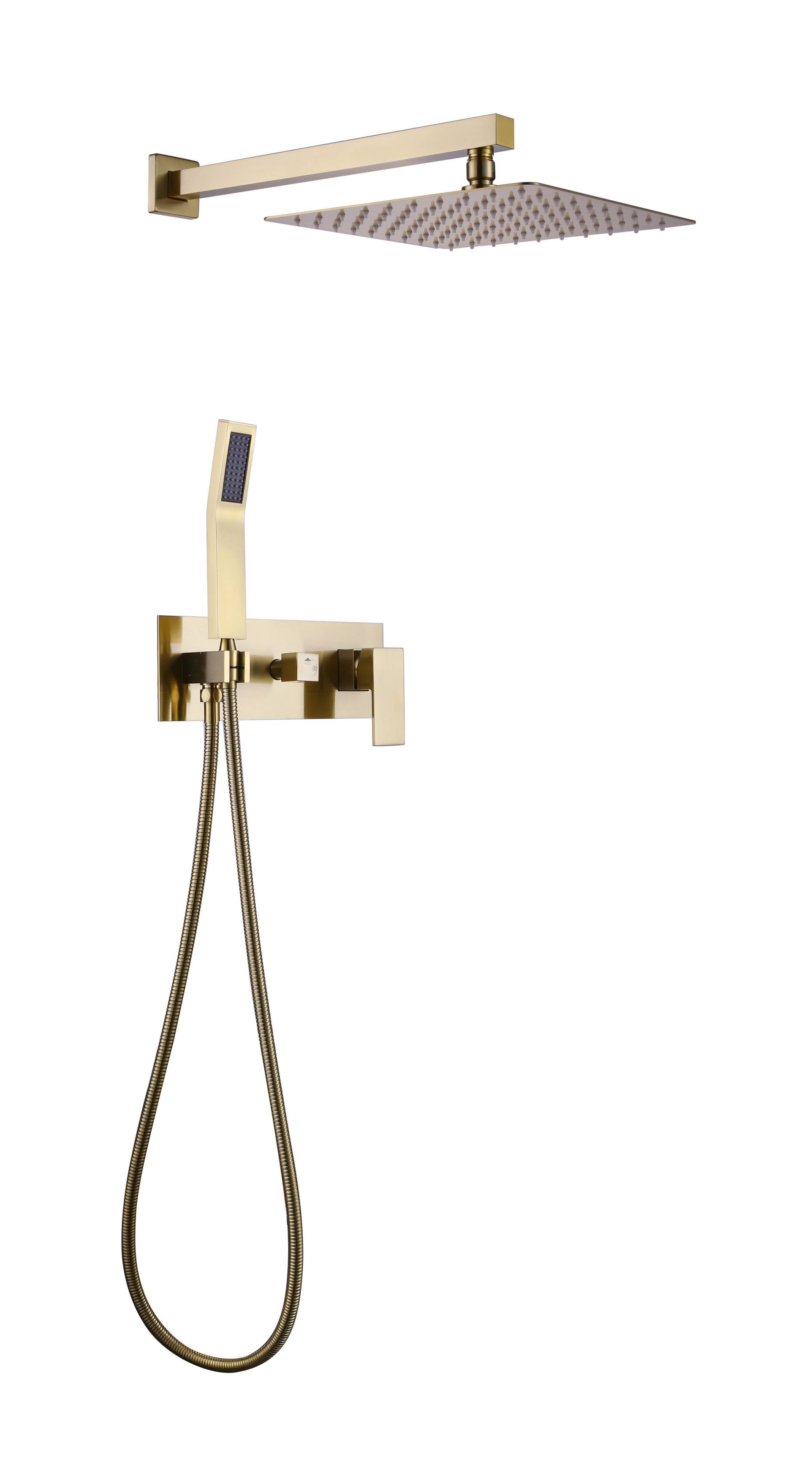 Concealed Installation Brushed Gold Modern Shower System – Forclover
