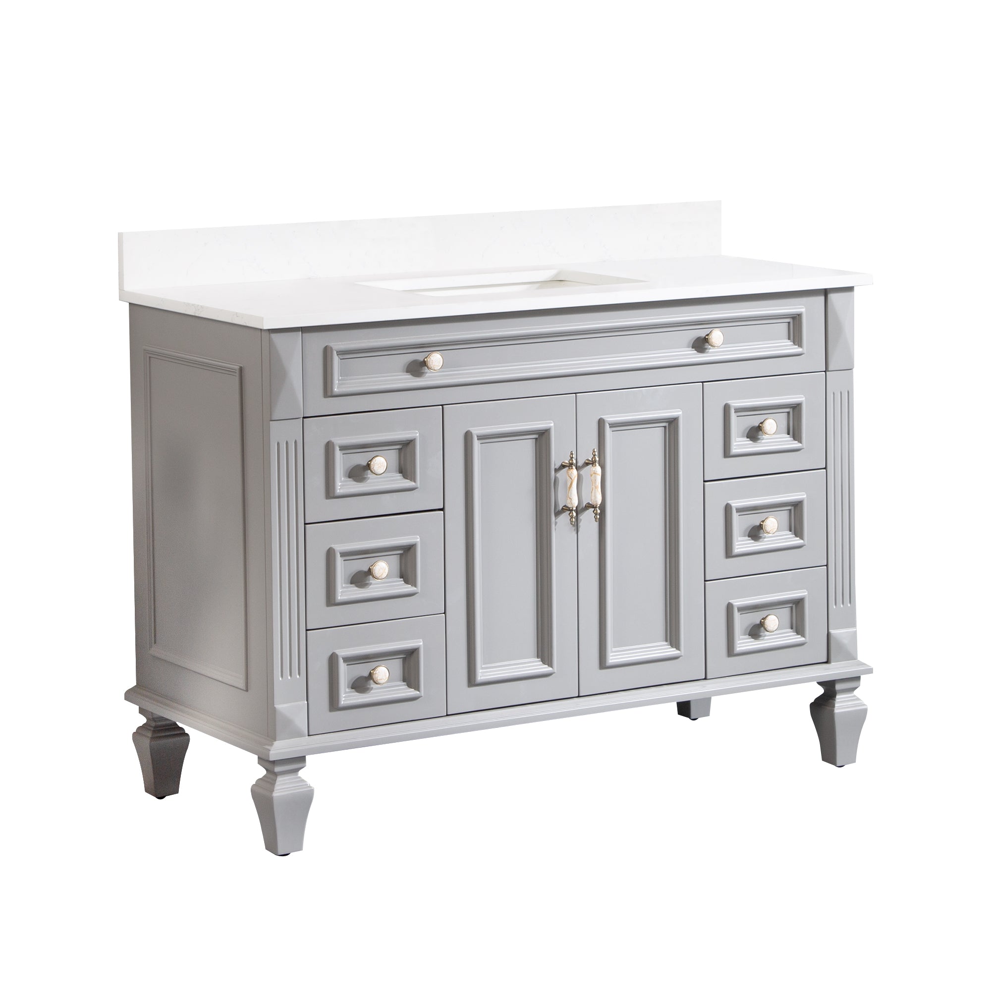 48inch Titanium Grey Single Sink Freestanding Solid Wood Bathroom Vani ...
