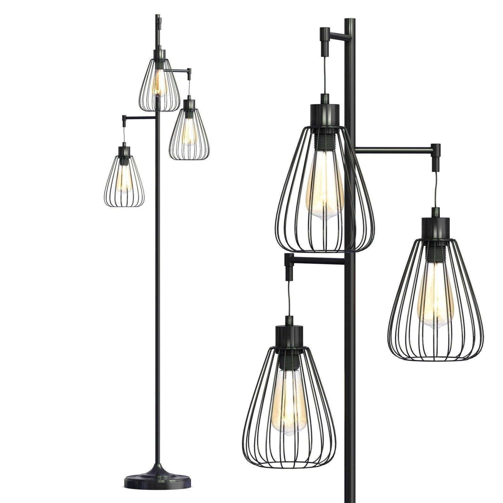 67'' Industrial 3-Light Floor Lamp Tree – Forclover
