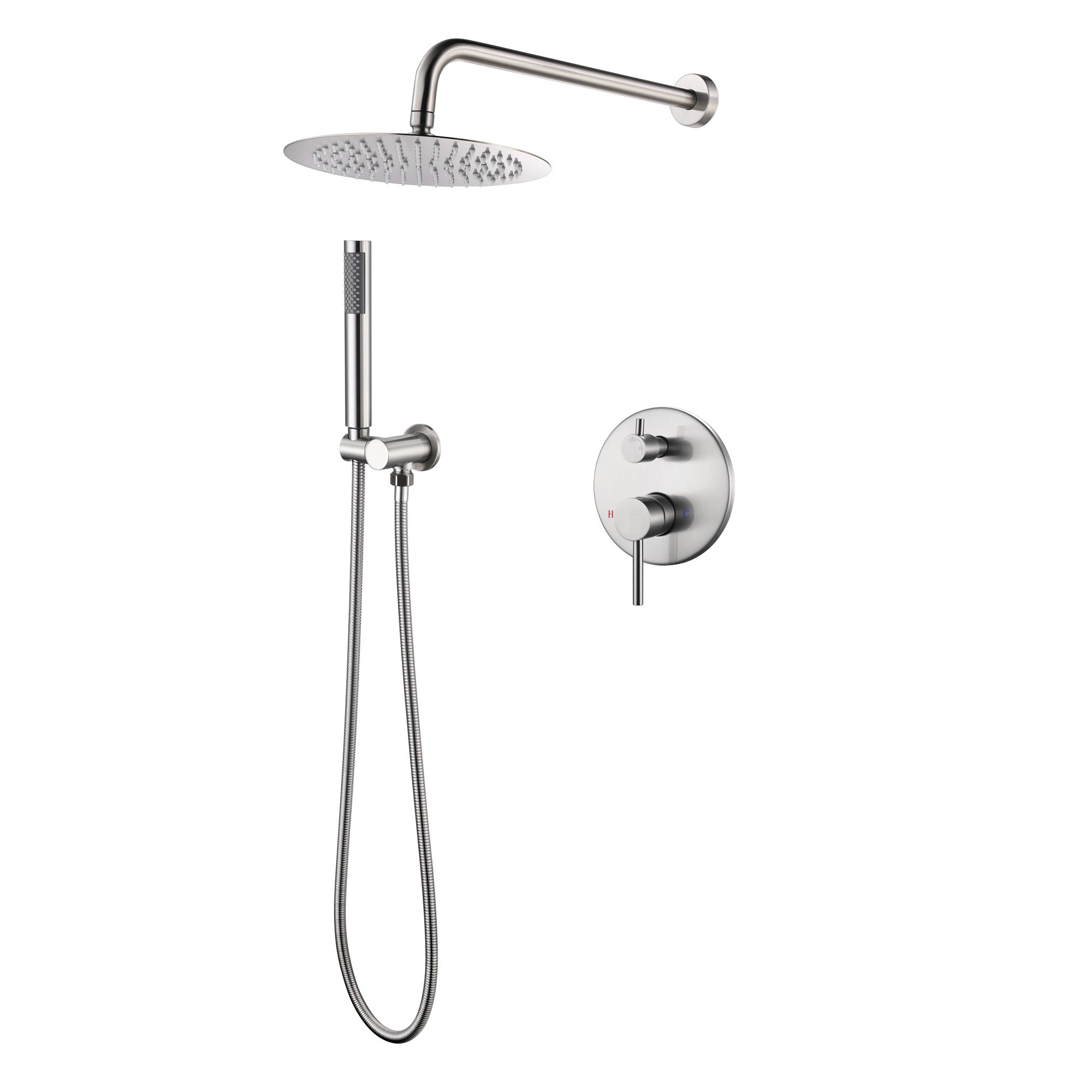 Brushed Nickel Complete Shower System with Rough-in Valve – Forclover